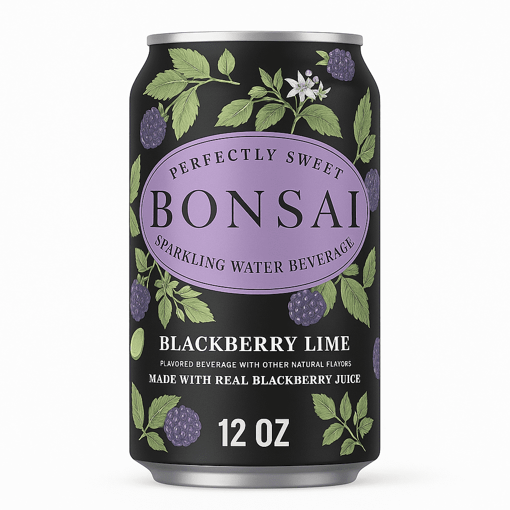 BONSAI Sparkling Water Beverage, Blackberry Lime, (8 Cans) 12 fl oz Can – Naturally Flavored ...