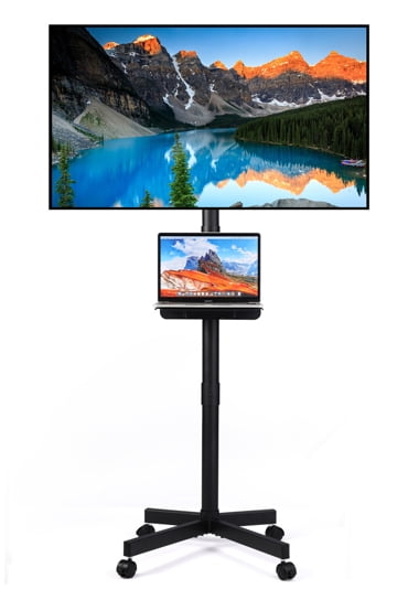 BONTEC Universal Mobile TV Stand for 23-60 Inch Flat/Curved Screens ...