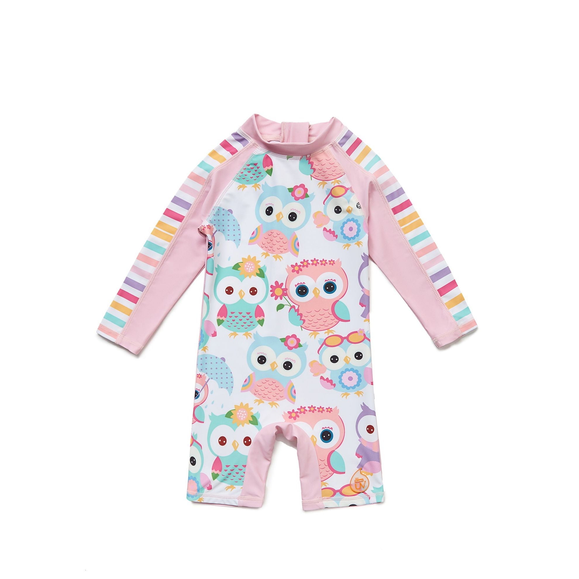 BONVERANO Baby Girls Swimsuit, Toddler Bathing Suit, Long-Sleeve Zipper ...