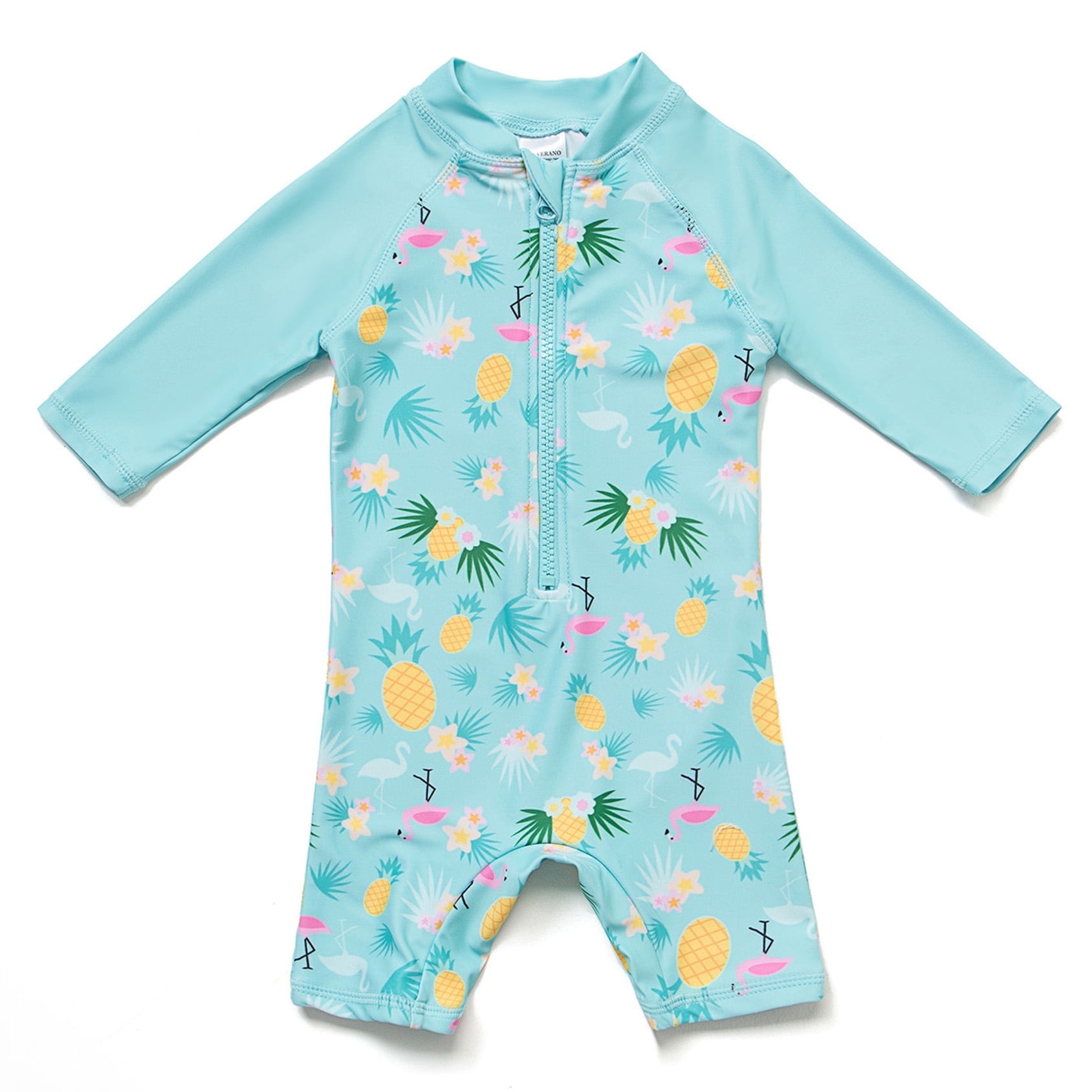 BONVERANO Baby Girls Swimsuit, Toddler Bathing Suit, Long-Sleeve Zipper ...