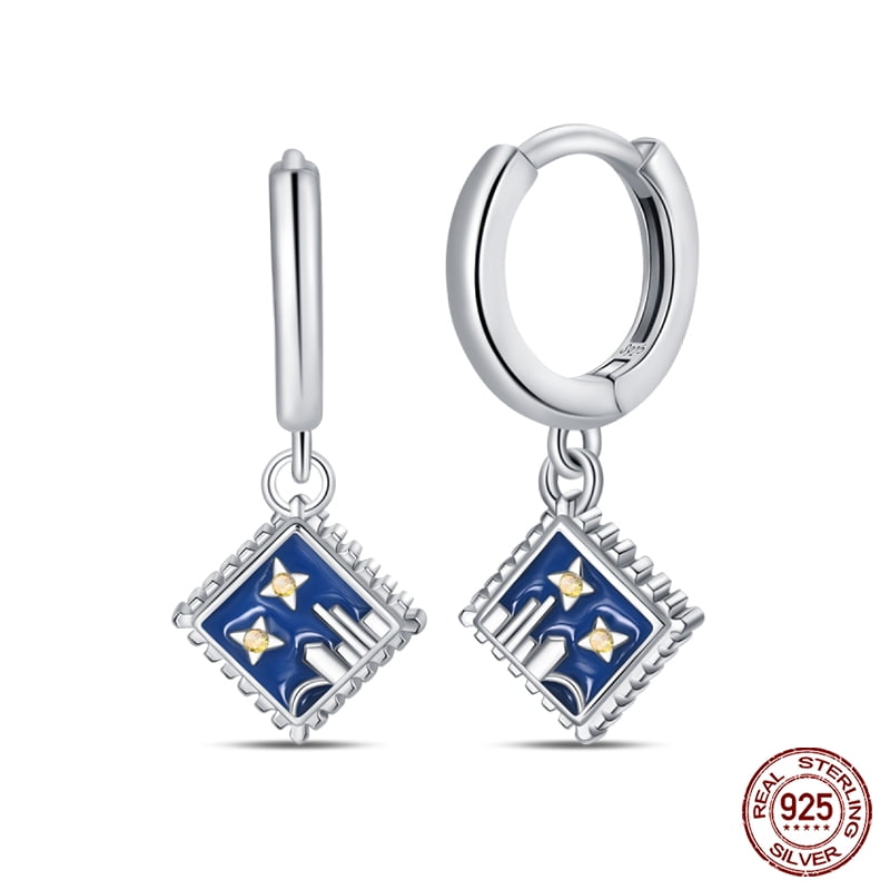 BONZEUS Trendy 925 Sterling Silver Hoop Earrings with Zircon Pendant ...