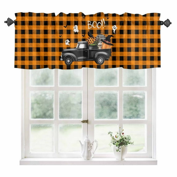 BOO Halloween Kitchen Valances for Windows 42x18 Inch Kitchen Curtains ...