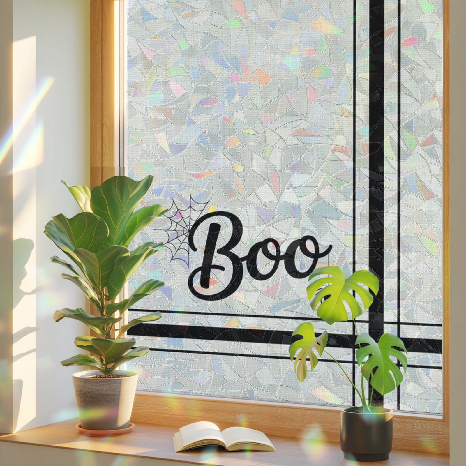 BOO Halloween Privacy Window Film, Decorative Stained Glass Window Film ...