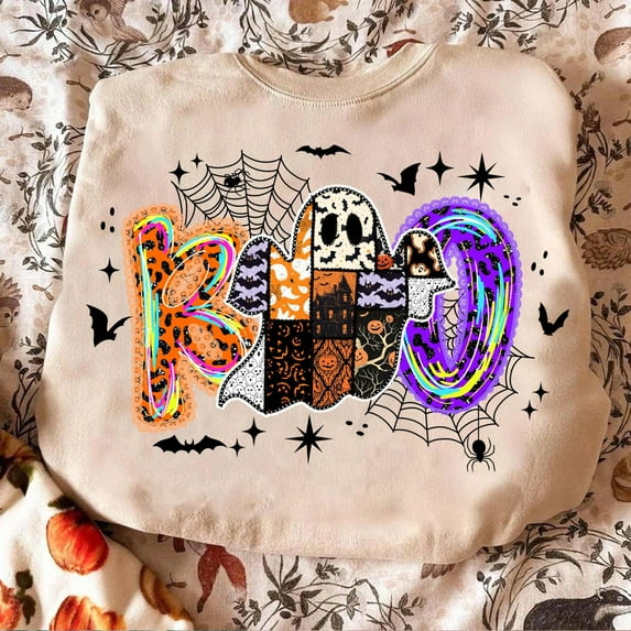 BOO Patchwork Ghost, Winter Holiday Vintage Quilt Ghost Sublimation ...