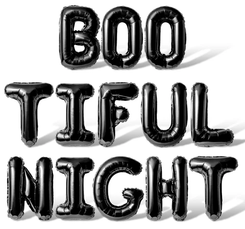 BOO TIFUL NIGHT Letter Balloon Banner - DIY Halloween Party Decorations ...