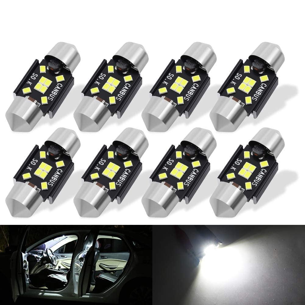 BOODLIED 8pcs C5w 31mm(1.25") IFF17 LED Bulb Super 400Lumes 8x 2016-SMD ...