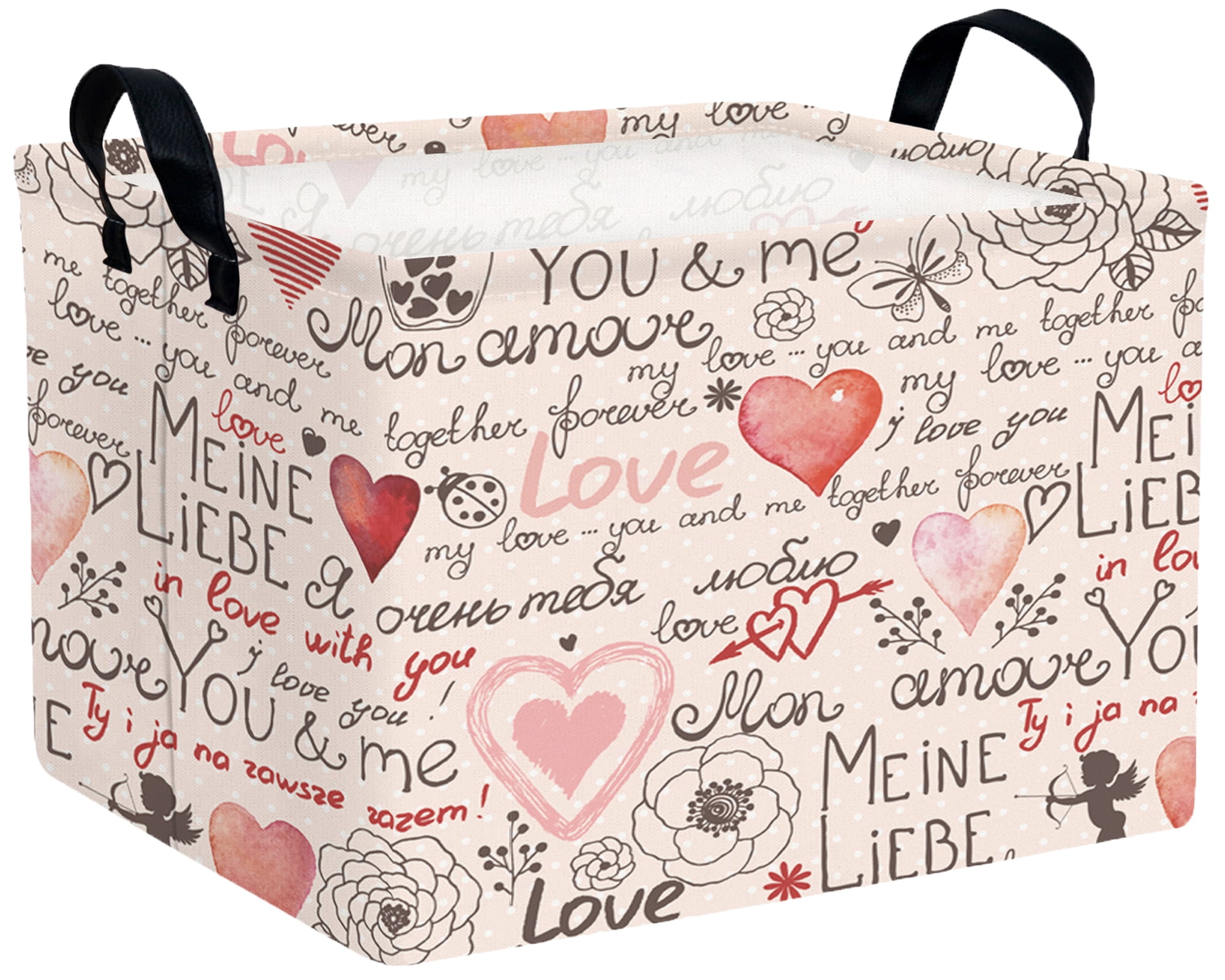 BOOHIT Valentines Day Basket Empty Heart Gifts Basket Kid Storage Bins ...
