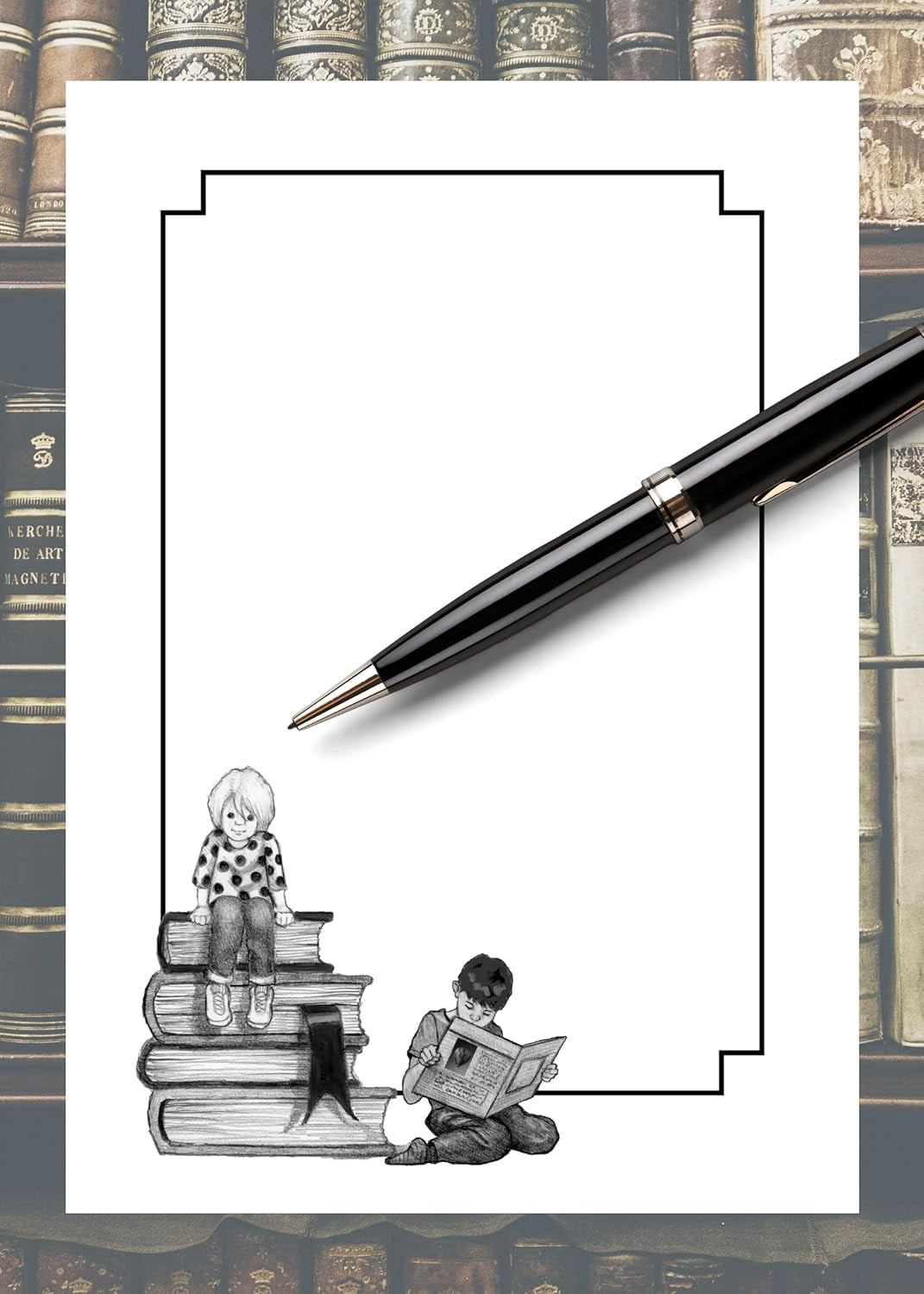 BOOKPLATES For Author Signature, 3.5" by 5", Illustrated with KIDS and ...