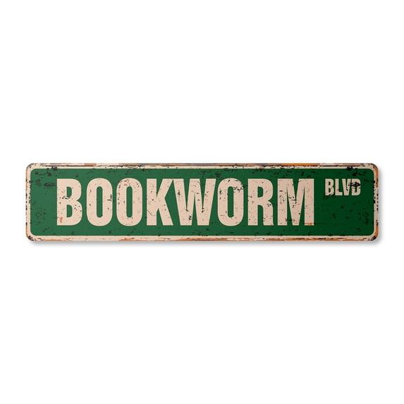 BOOKWORM Vintage Plastic Street Sign book worm library read e-reader ...