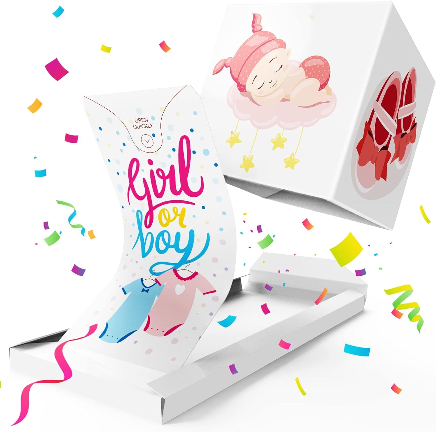 «BOOM» Gender Reveal Exploding Confetti Surprise Card (it's a Girl ...