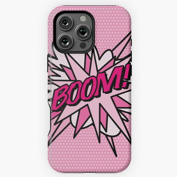BOOM Pink Retro Pop Comic Burst Fun Layout iPhone Case 17 through 11 ...