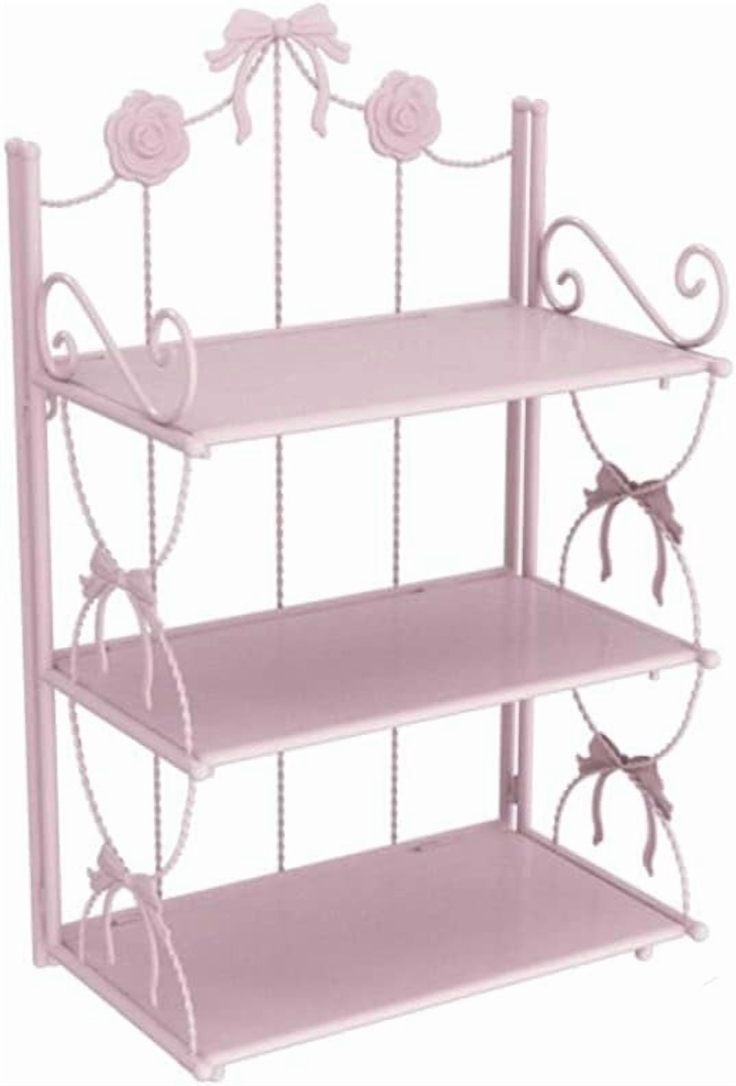 BOOMALTU Cute 3-Tier Folding Metal Shelving Bathroom Shelf,Pink ...