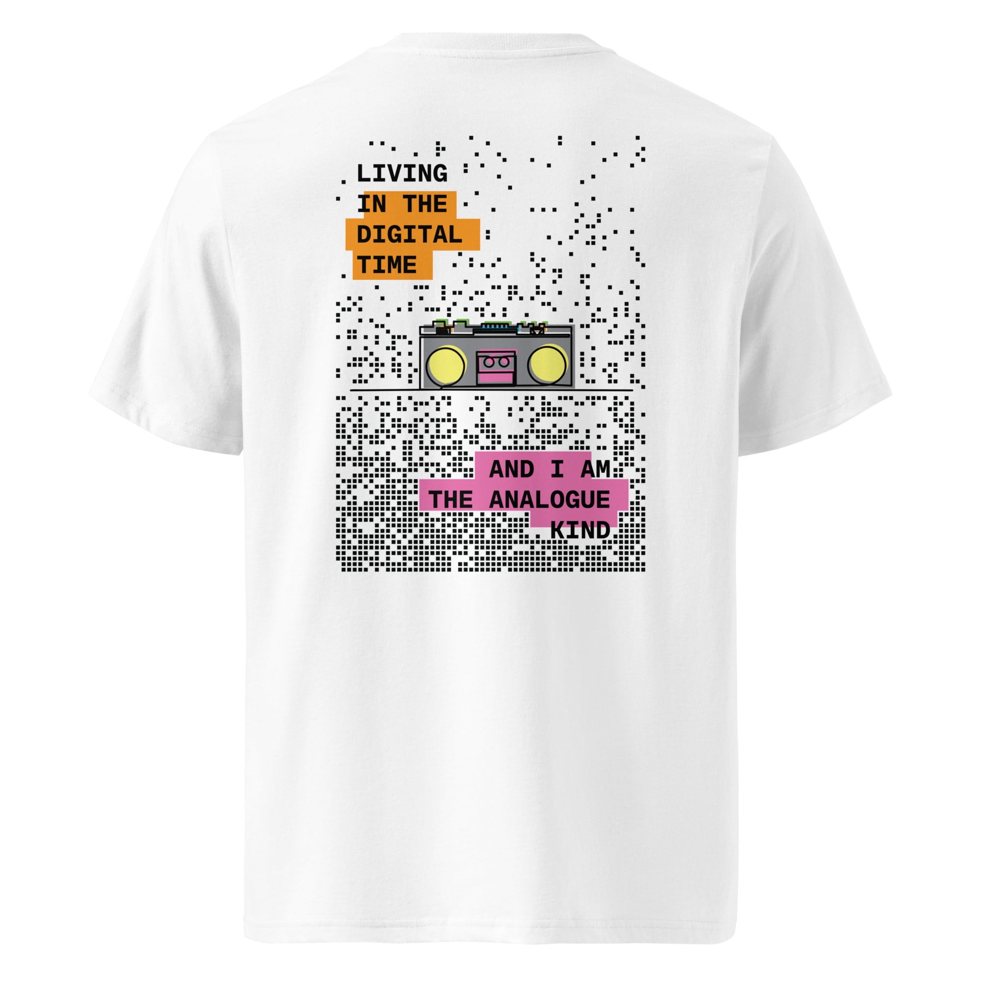 BOOMBOX DIGITAL TIME X ANALOGUE KIND ORGANIC COTTON T-SHIRT White ...