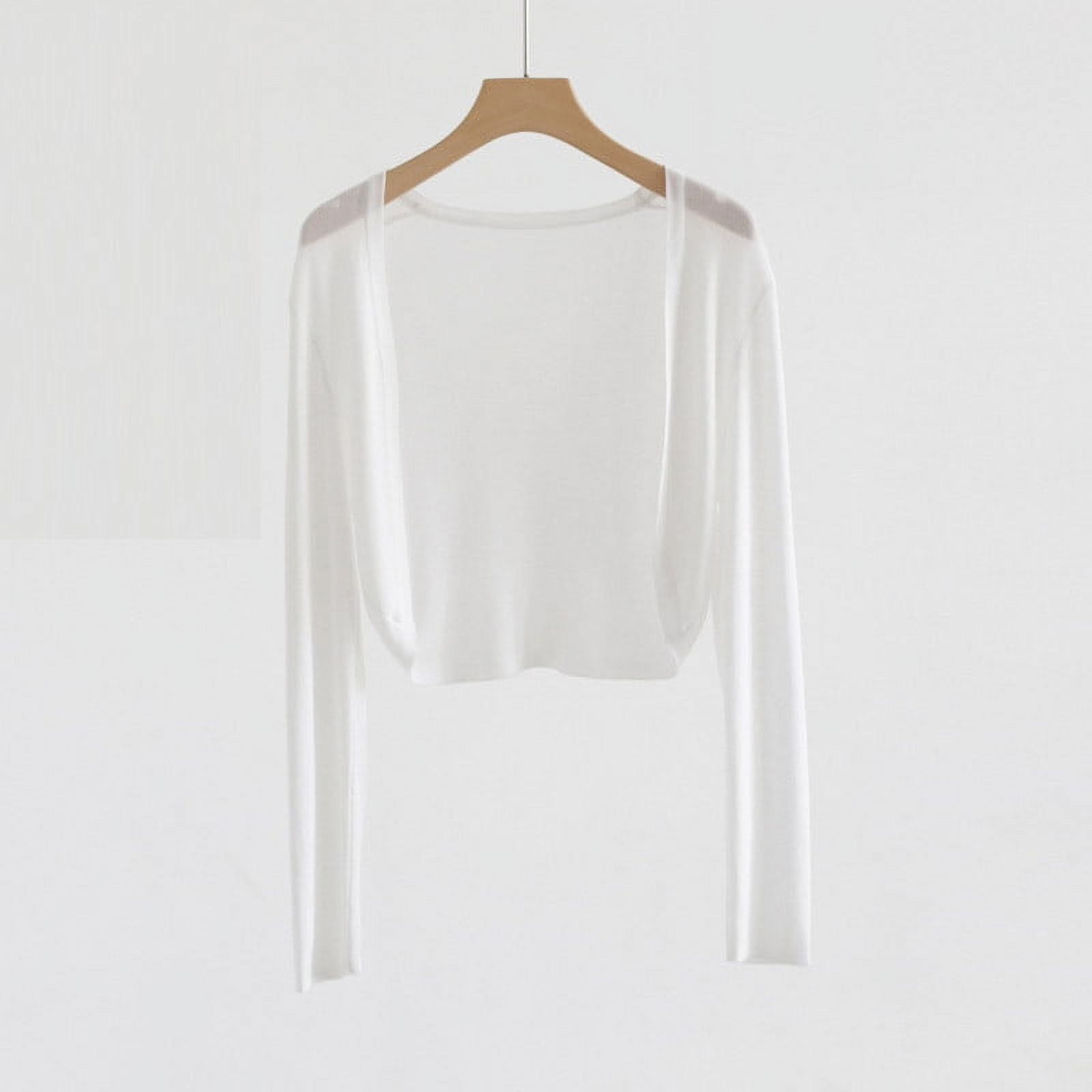 BOOMILK Cropped Lightweight Cardigan for Women Ice Silk Long Sleeve ...