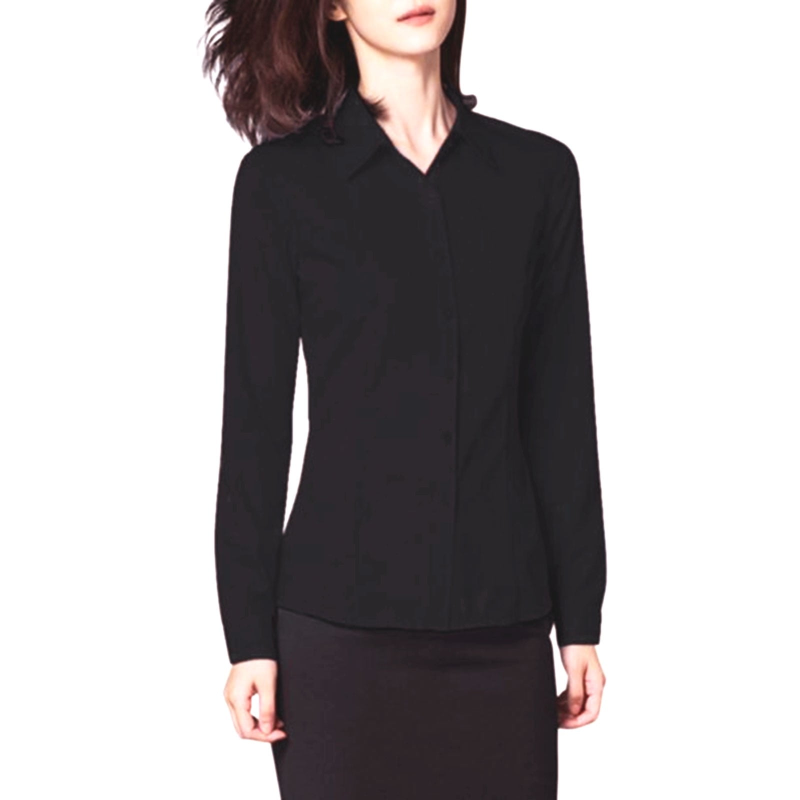 BOOMILK Dress Shirts for Women Long Sleeve Slim Business Formal Work ...