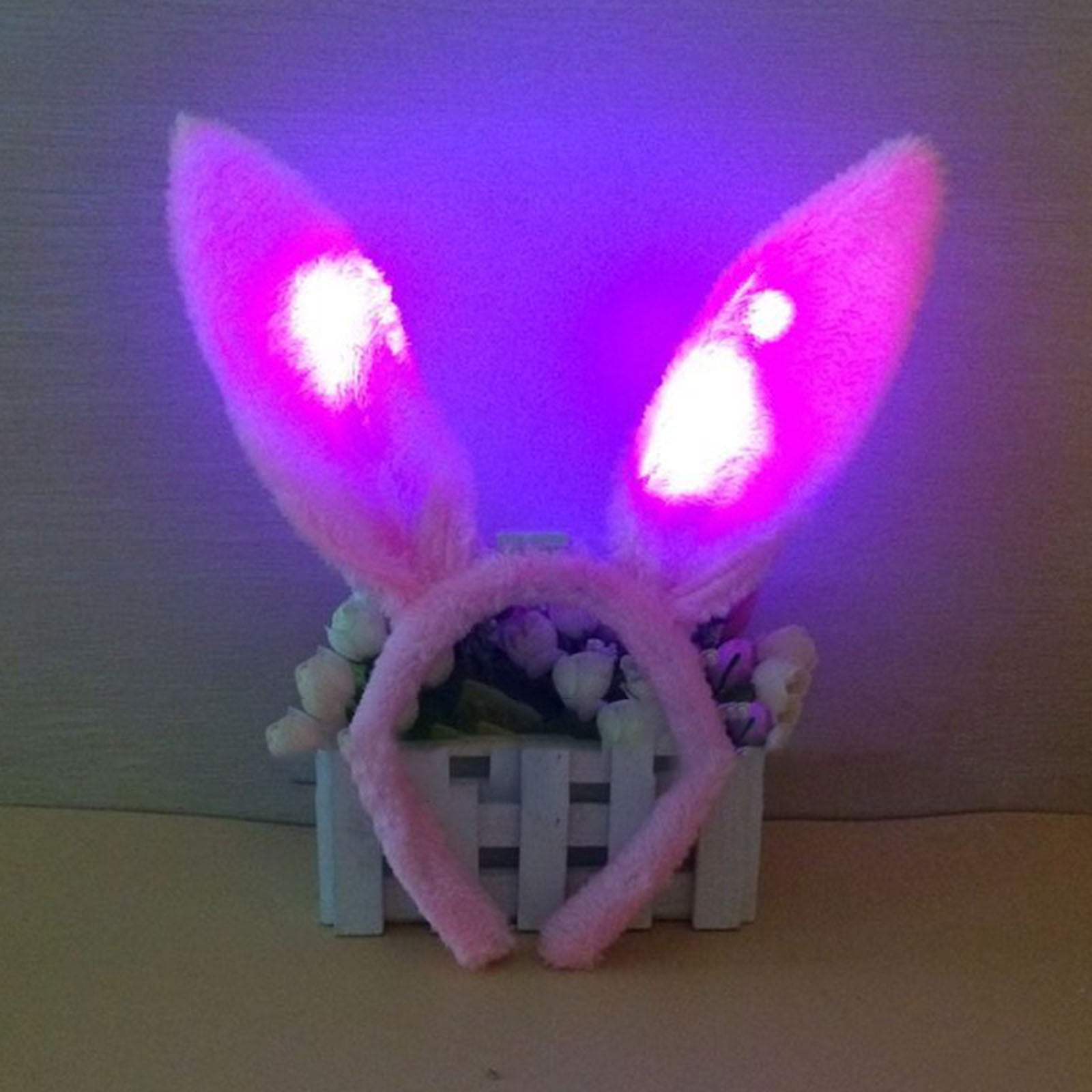 BOOMILK Easter Bunny Ears Headband With LED Lights Adult Kids Rabbit ...