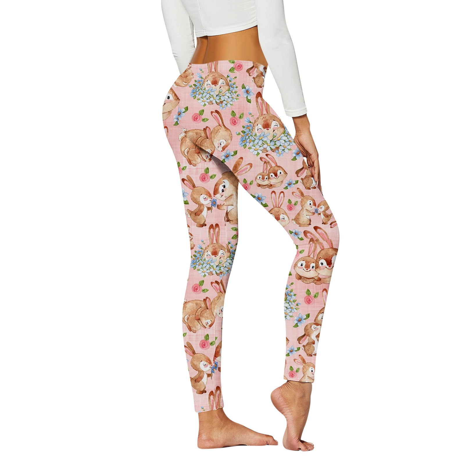 BOOMILK Easter Leggings for Women Cute Easter Egg Bunny Print Tights ...