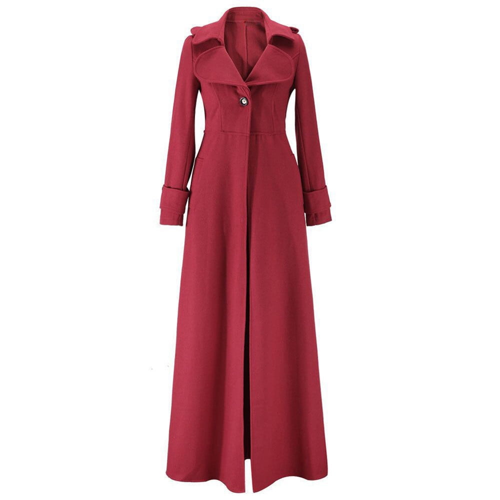 BOOMILK Extra Long Wool Coats for Women Winter Elegant Lapel Slim Fit ...