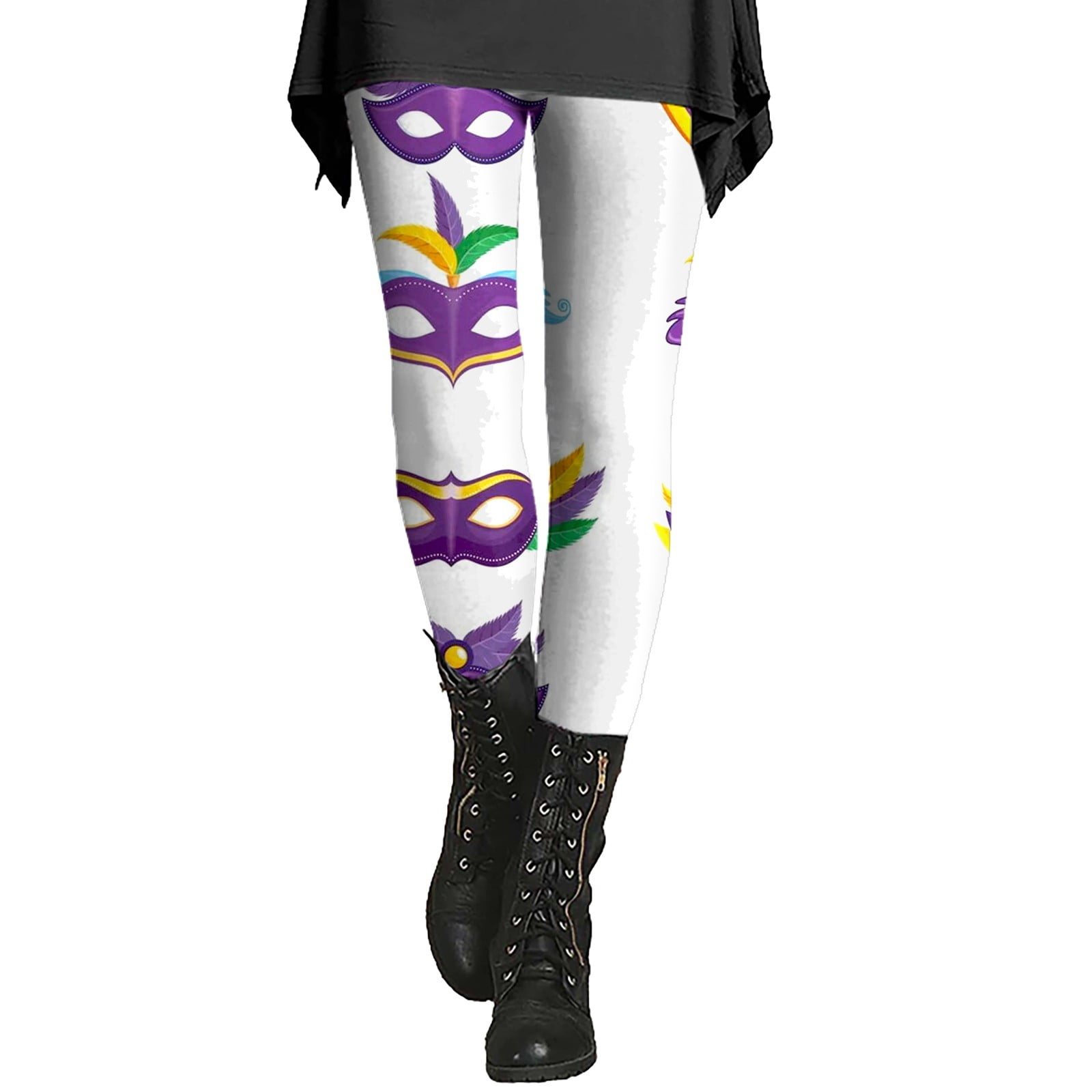 BOOMILK Mardi Gras Leggings for Women 2025 Carnival Fancy Printed ...