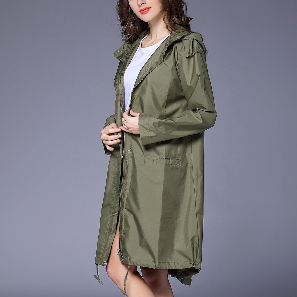 BOOMILK Packable Rain Jacket Women Long Sleeve Outdoor Waterproof ...