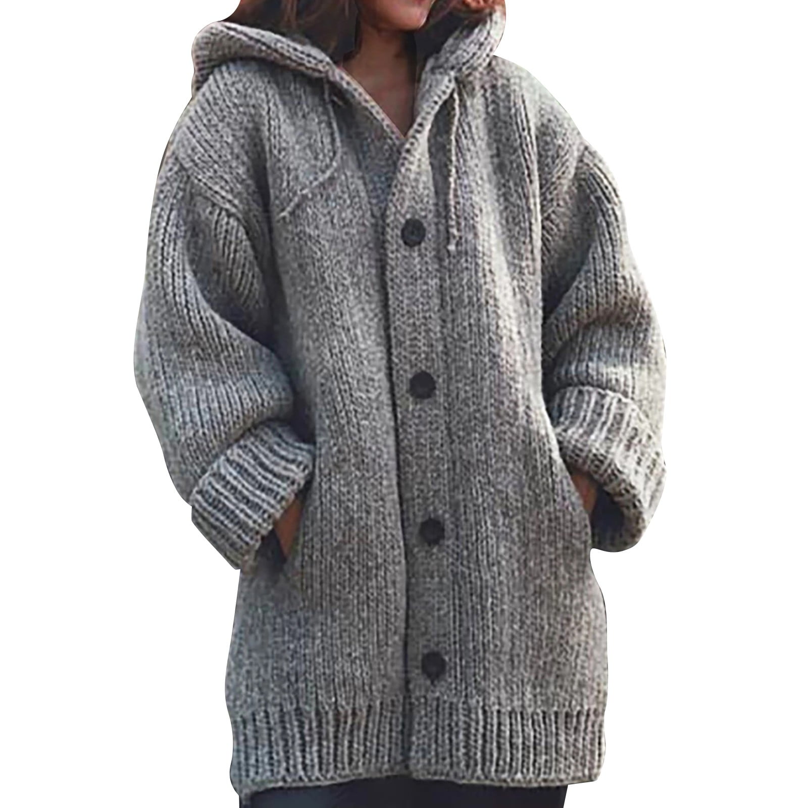 BOOMILK Sweater Jacket for Women Plus Size Fall Winter Thick Solid Knit ...