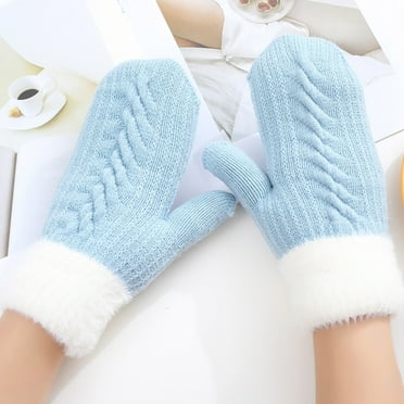 Whiteleopard Women's Warm Lined Winter Mittens in Wool Knit - Adult Cozy Thick Gloves for Cold ...
