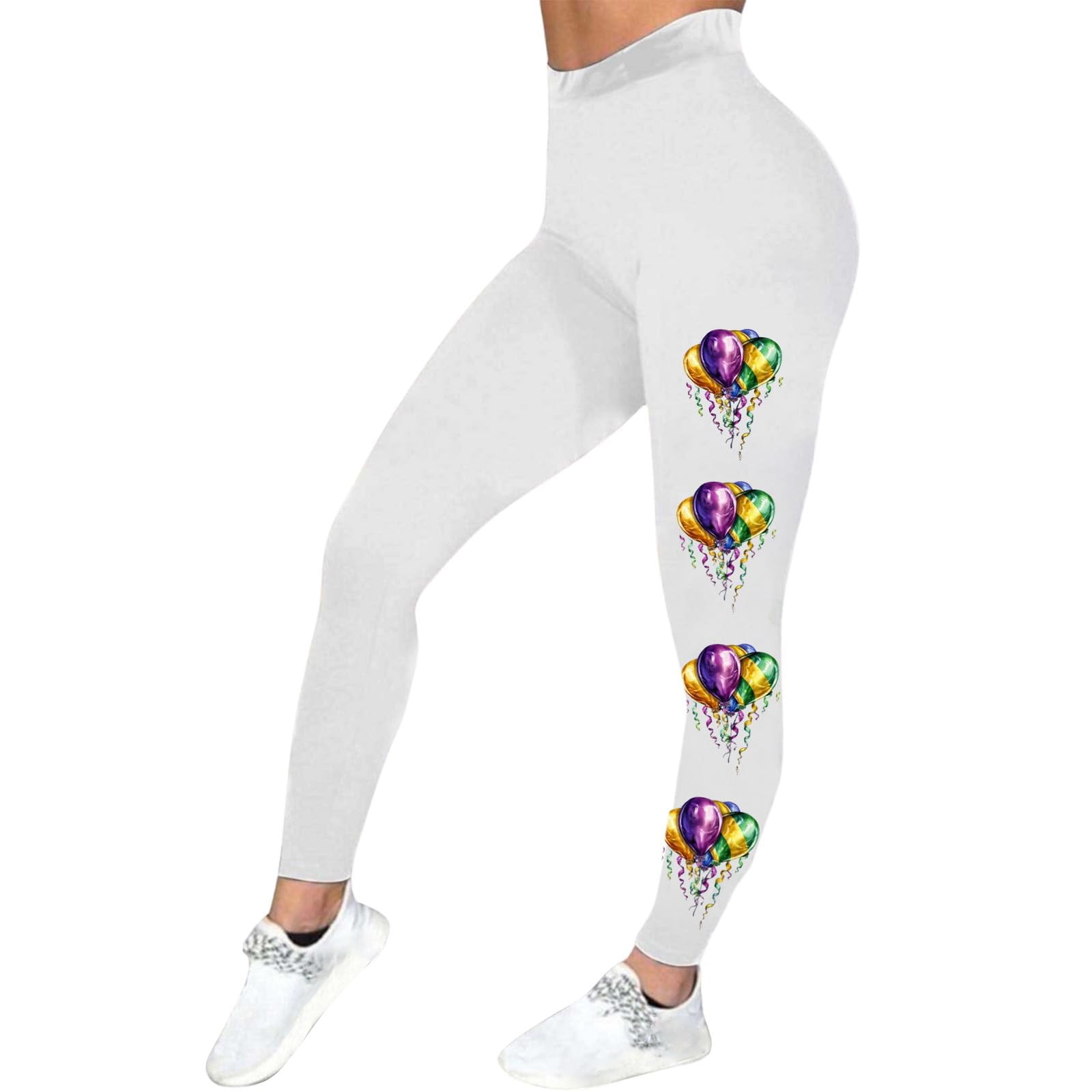 BOOMILK Womens Mardi Gras Leggings Holiday Balloon Graphic High Waisted ...