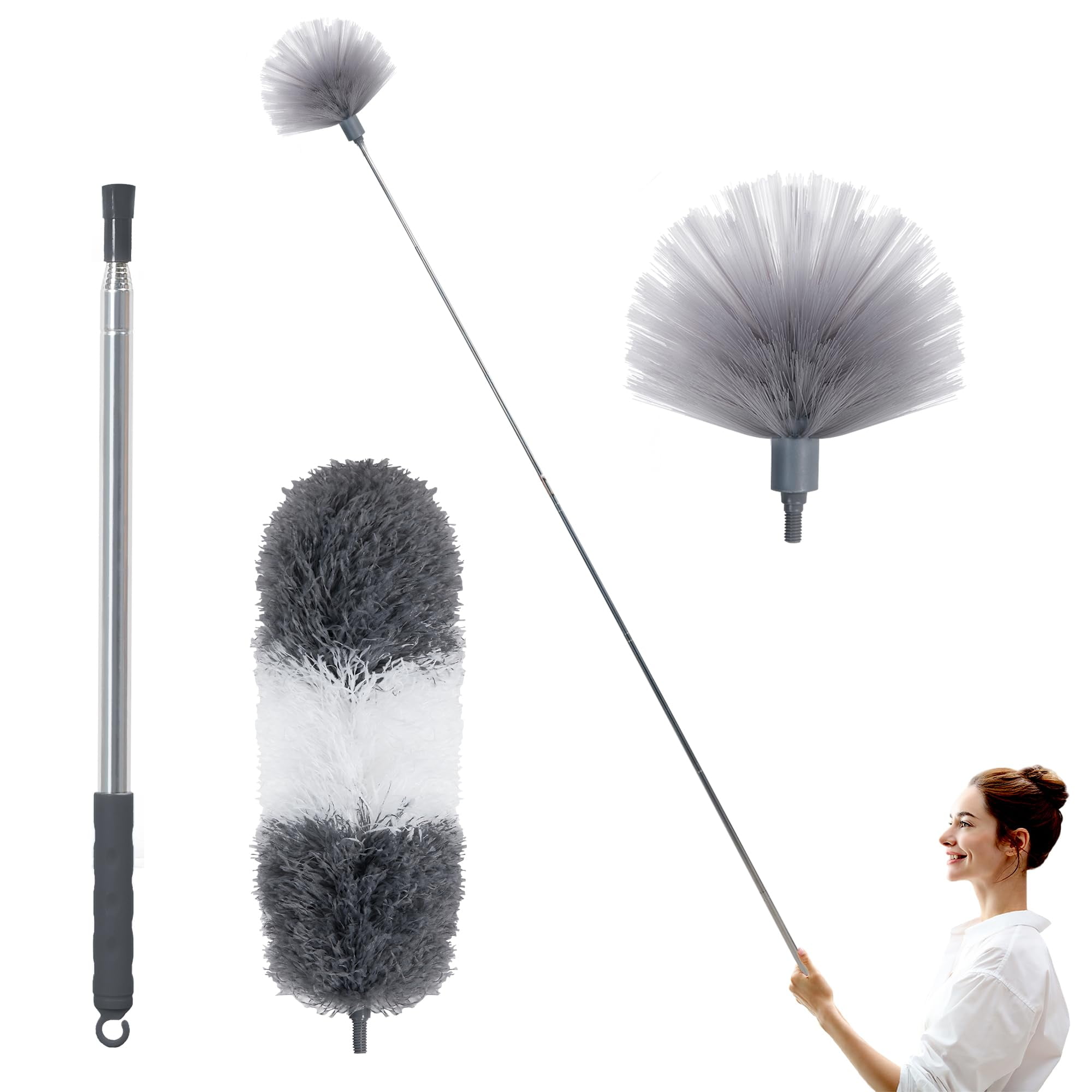 BOOMJOY Microfiber Feather Duster and Cobweb Duster, Bendable Duster ...
