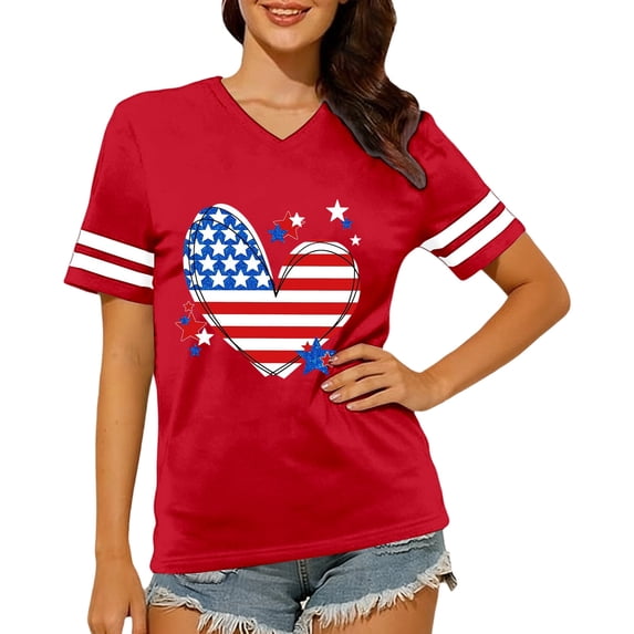 BOOMNY 4Th Of July Womens T-Shirts Short Sleeve Independence Day ...
