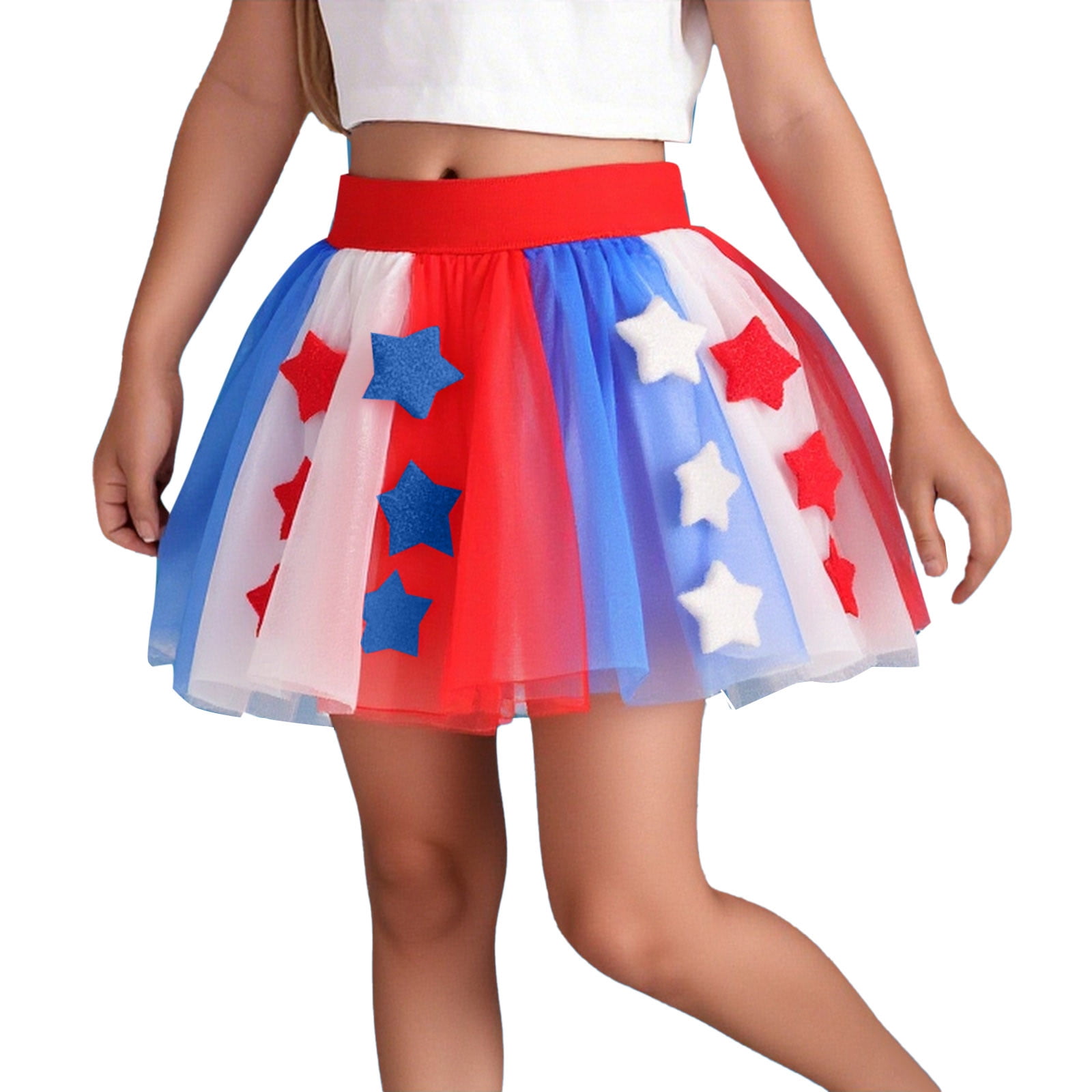 BOOMNY 4th Of July Dress For Girl Ruffled Sleeve Red Bule Patchwork ...