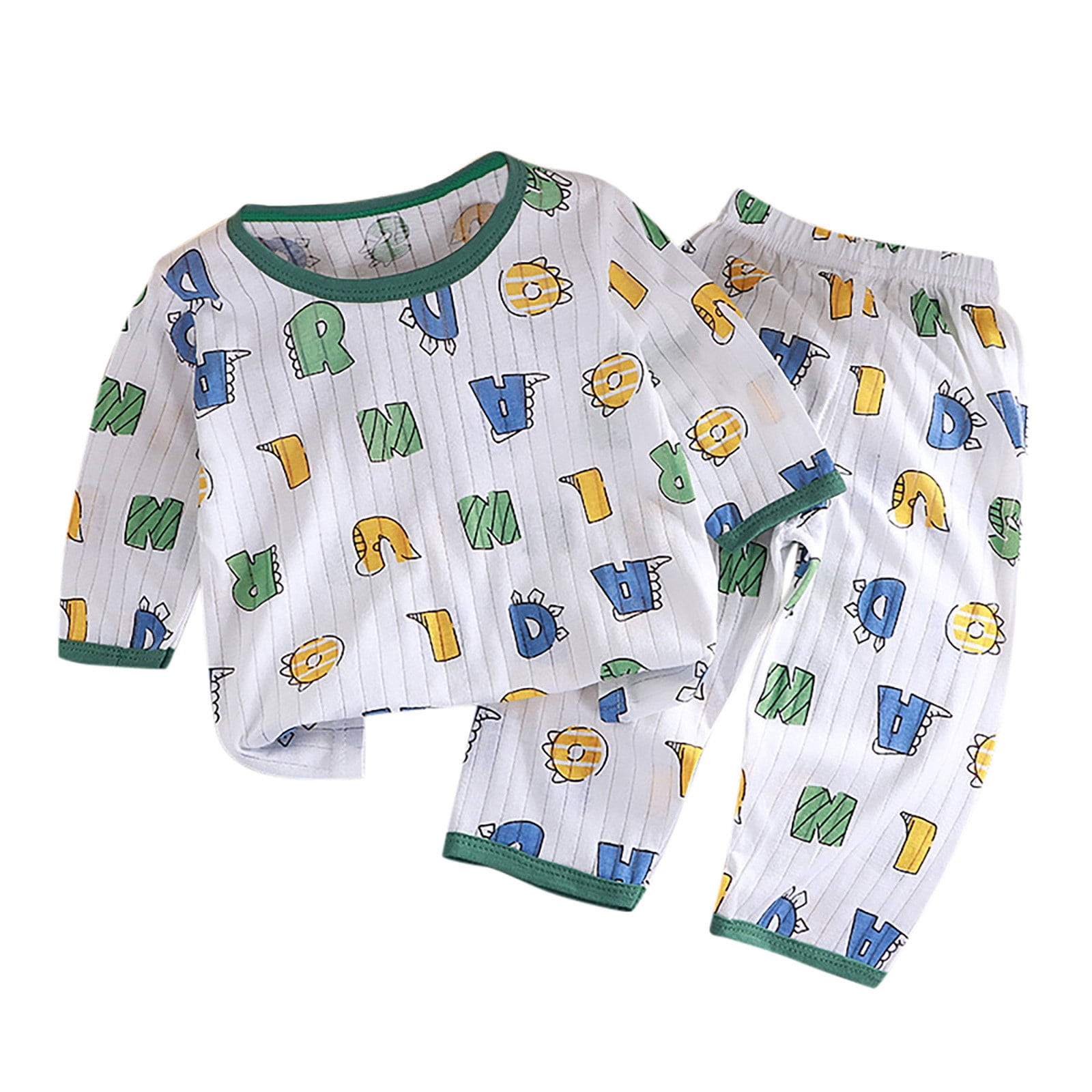 BOOMNY Autumn Pajamas Set For Boys Short Sleeve Cartoon Dinosaur Prints ...
