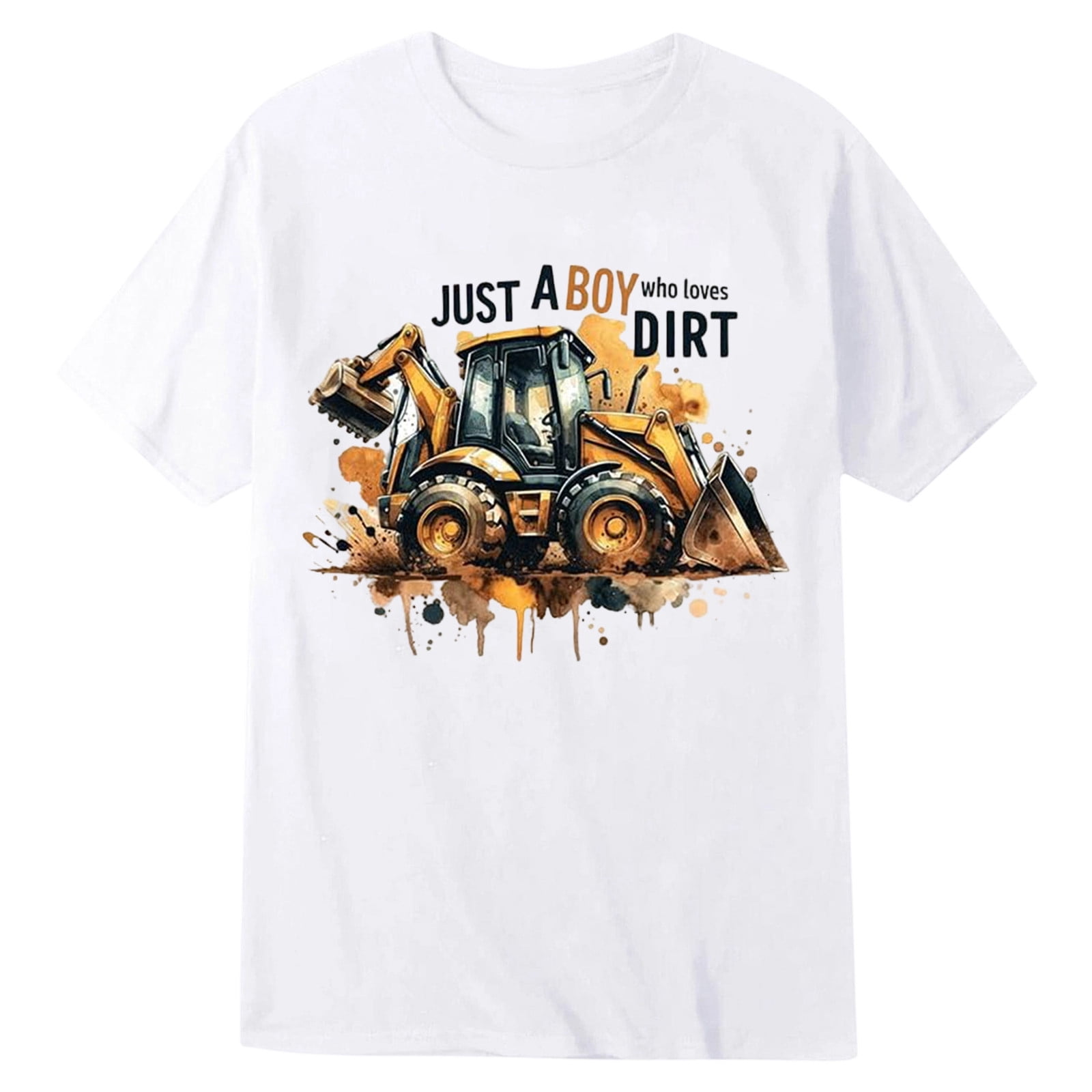 BOOMNY Baby Boys Short Sleeve T-Shirts Crew Neck Cartoon Excavator ...
