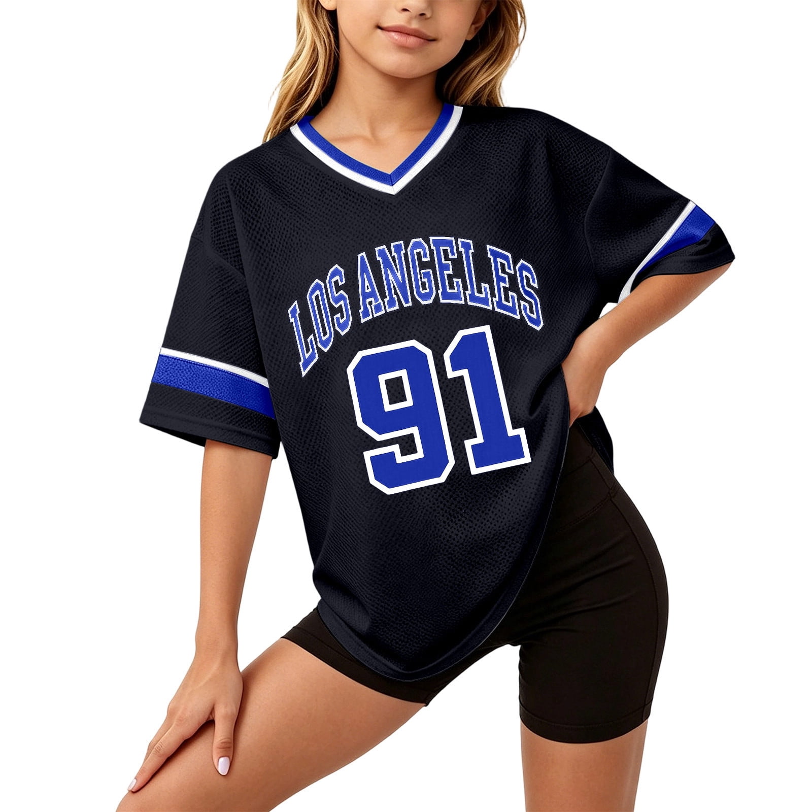 BOOMNY Baby Girls Short Sleeve Basketball T-Shirts V Neck Number 91 ...