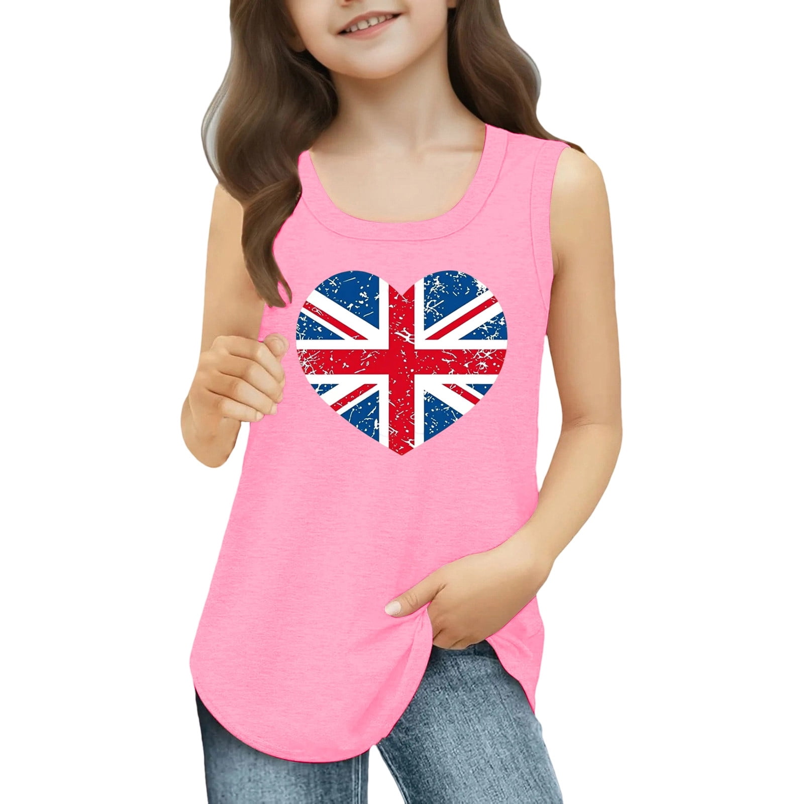 BOOMNY Baby Girls Short Sleeve T-Shirts Crew Neck British Flag Graphic ...