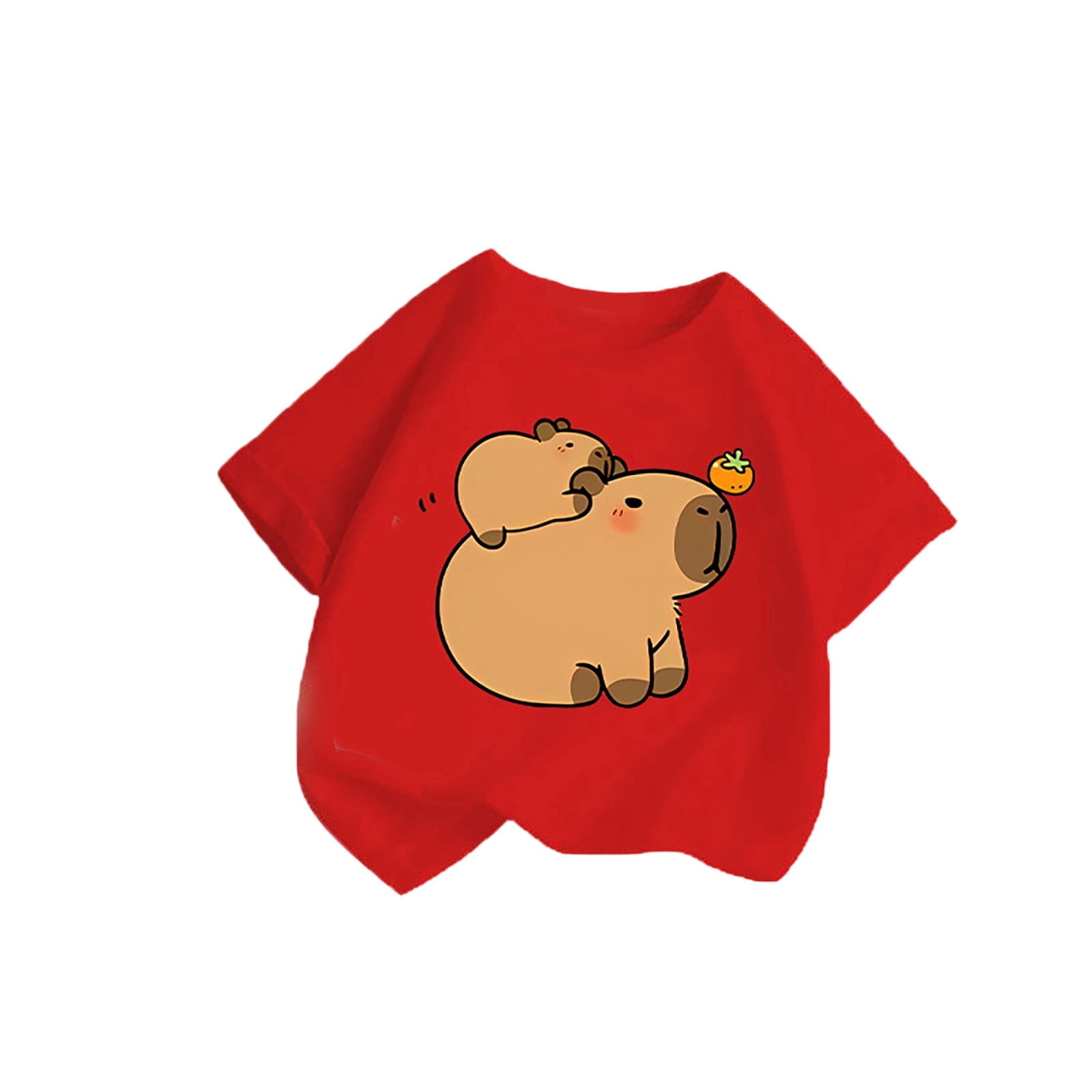 BOOMNY Baby Girls Short Sleeve T-Shirts Crew Neck Cartoon Capybara ...
