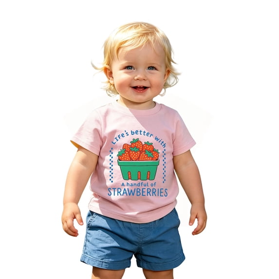 BOOMNY Baby Girls Short Sleeve T-Shirts Crew Neck Cartoon Starwberry ...