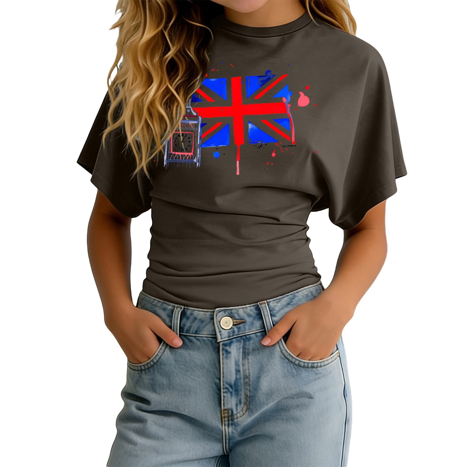 BOOMNY Baby Girls Short Sleeve T-Shirts Crew Neck England Flag Graphic ...