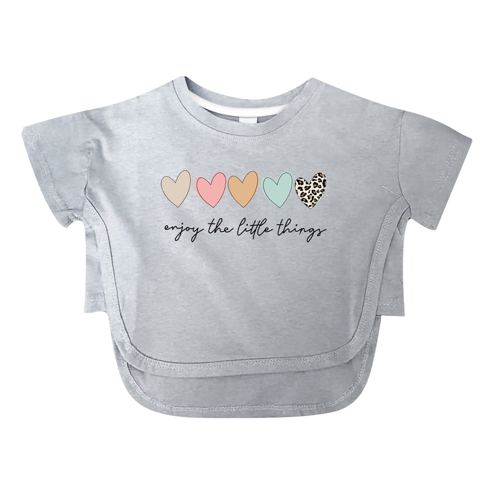 BOOMNY Baby Girls Short Sleeve T-Shirts Crew Neck Love Heart Graphic ...