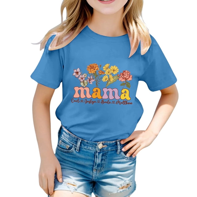 BOOMNY Baby Girls Tshirts Short Sleeve Casual Floral Printed T Shirts ...