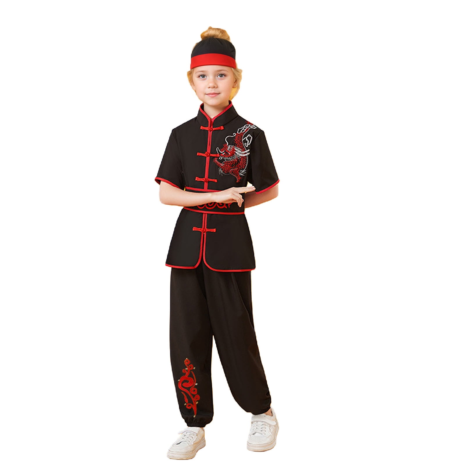 BOOMNY Boys Kung Fu Uniform Traditional Embroidered Short Sleeve ...