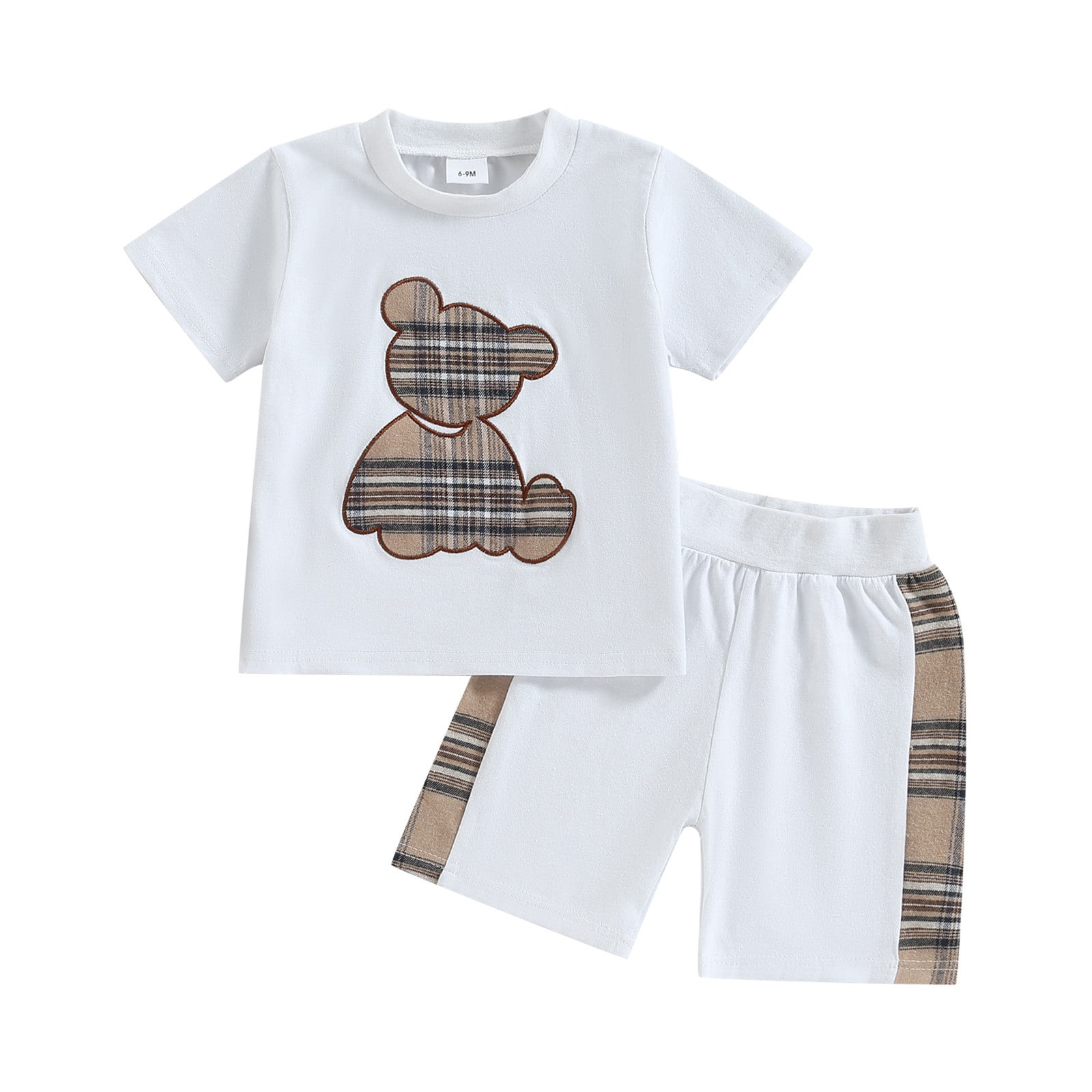 BOOMNY Boys Outfits Set Bear Embroidery Short Sleeve Tshirts Shorts 2 ...