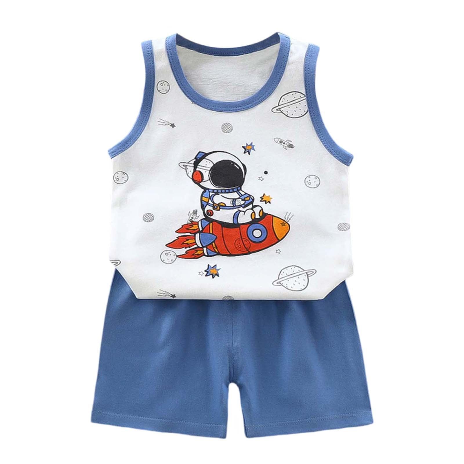 BOOMNY Boys Outfits Set Cartoon Graphic Sleeveless Tank Tops Shorts 2 ...