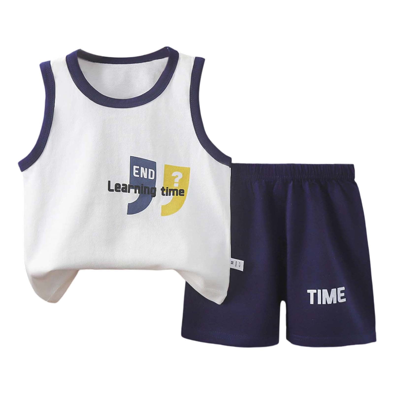 BOOMNY Boys Outfits Set Cartoon Graphic Sleeveless Tank Tops Shorts 2 ...