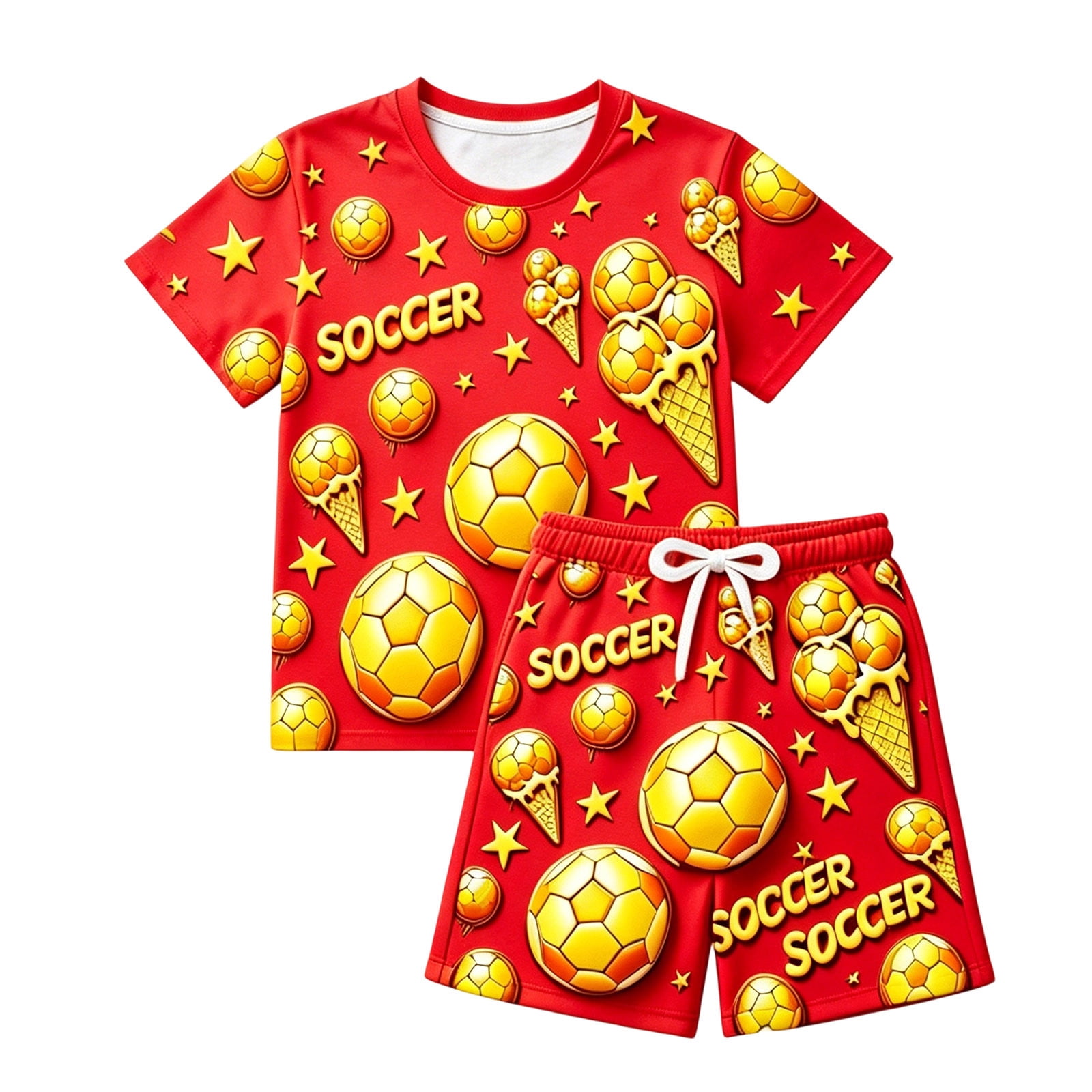 BOOMNY Boys Outfits Set Ice Cream Graphic Short Sleeve Tshirts Shorts 2 ...