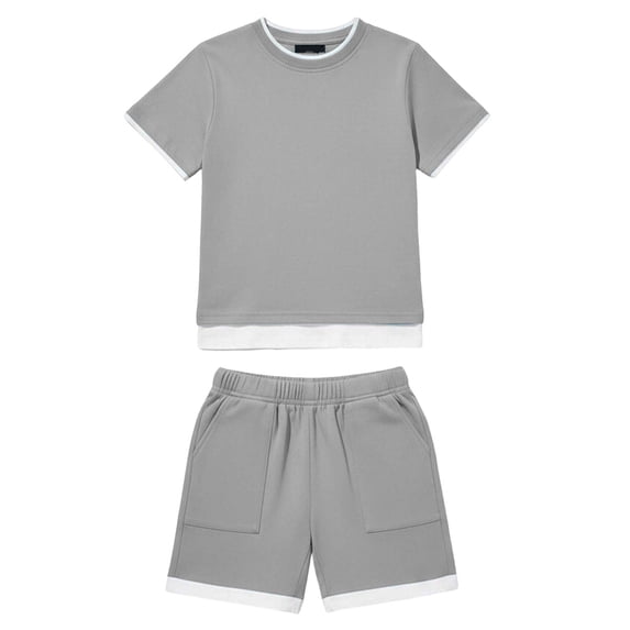 BOOMNY Boys Outfits Set Patchwork Color Short Sleeve Tshirts Shorts 2 ...