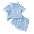 BOOMNY Boys Outfits Set Solid Color Jacquard Short Sleeve Polo Shirts ...