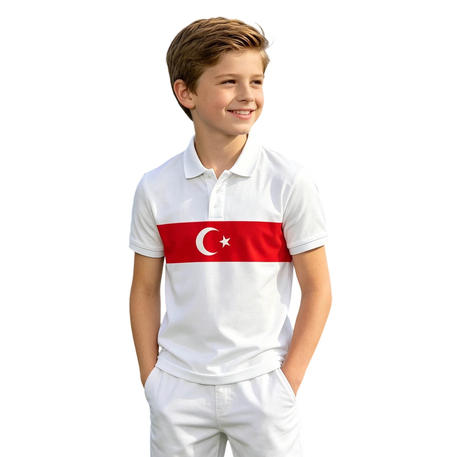 BOOMNY Boys Turkey Soccer Shirts Lapel Turkey Flag Graphic ...