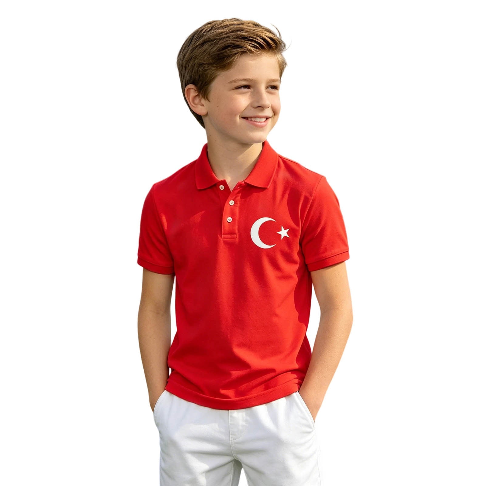 BOOMNY Boys Turkey Soccer Shirts Lapel Turkey Flag Graphic ...
