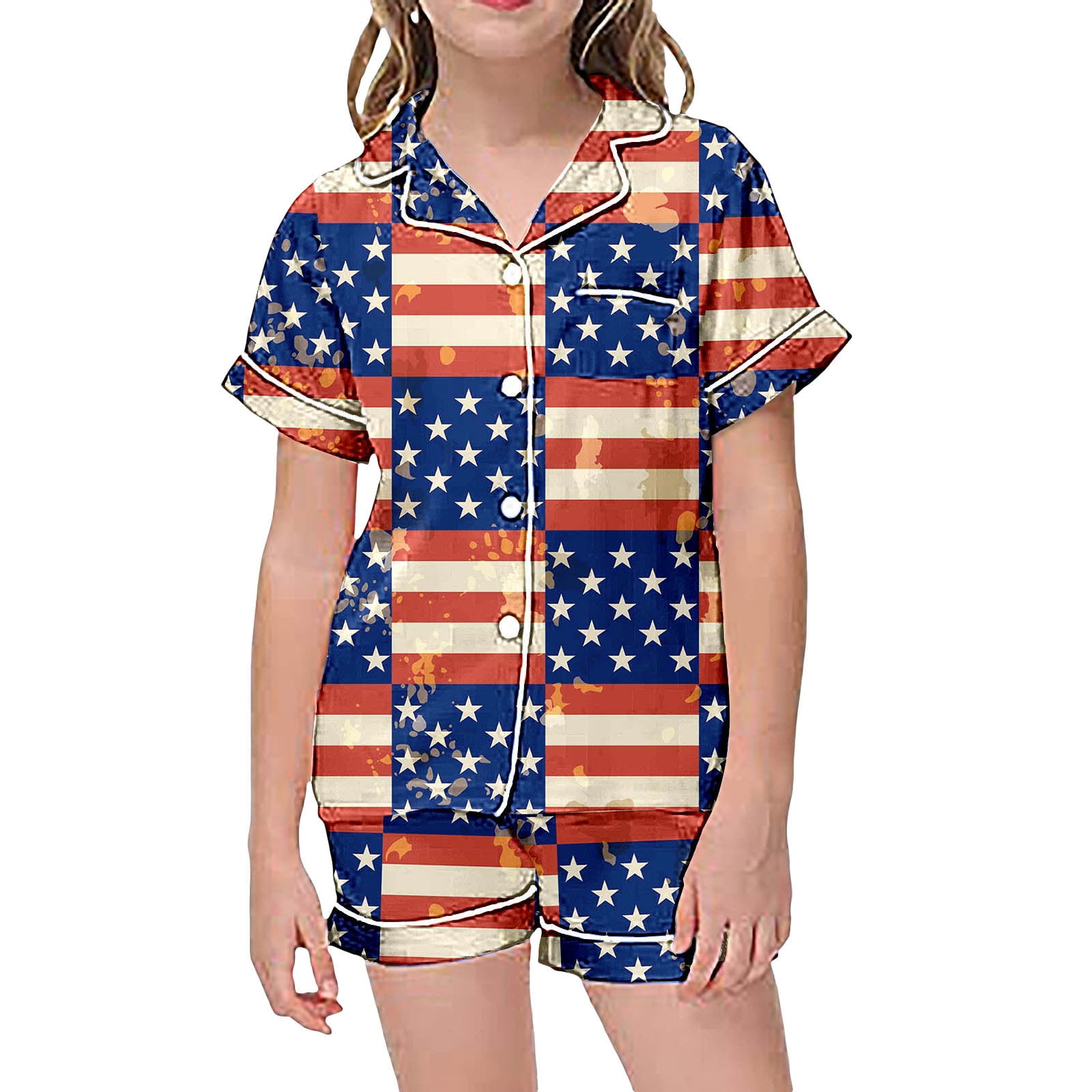BOOMNY Children Boys Girls Independence Day Outfit Set Short Sleeve ...