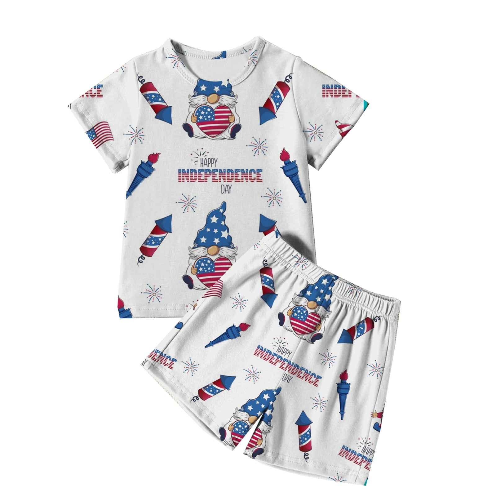 BOOMNY Children Boys Girls Independence Day Outfit Set Short Sleeve ...